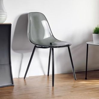 Dmora Chaise Agate, Fauteuil Pet, Chaise de Salle à Manger Ergonomique, Siège de réunion, 53x46h81 cm, Fumé