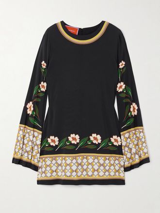 La DoubleJ Icon Supremes Minikleid Aus Bedrucktem Crêpe - Schwarz