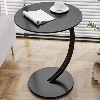 Generic Beistelltisch, Kleiner Beistelltische C Form, Couchtisch Rund, Runder Tisch F&uuml;r Couch Und Sofa, Sofatisch In Nussbaum Holz, Abstelltisch, Wohnzimmerti