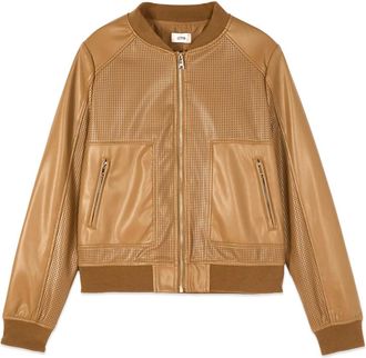 Oltre Femme, Vestes, Beige, Taille: 46 FR Perforated Bomber Jacket
