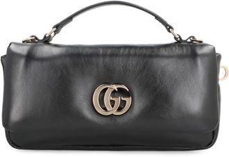 Gucci Womens Small Leather Flap Handbag Black Lamb Handbags Hand Bags