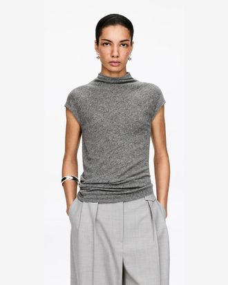 Arket Drapiertes Top Aus Reinem Kaschmir -Grau