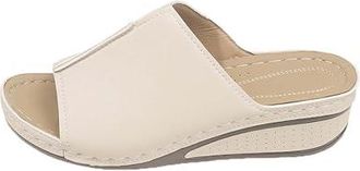 Generico Chaussons orthopédiques pour femme à la maison souple en cuir avec semelle compensée élégantes plate-forme Slippers Trekking Sportifs chaussures de do