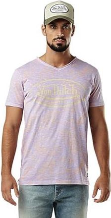 Von Dutch Tee Shirt Homme Ron, T-Shirt Homme 100% Coton, Regular Fit & Col V, Rose, Gris, Taille S