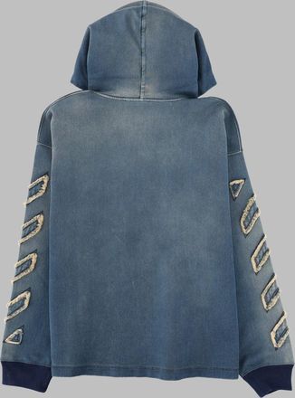 Off-white Denim with Diagonal Details Sweatshirt - Blue