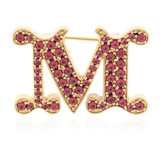 Max Mara Femme, Accessoires, Jaune, Taille: ONE Size Broche Monogramme Orn&eacute;e de Cristaux