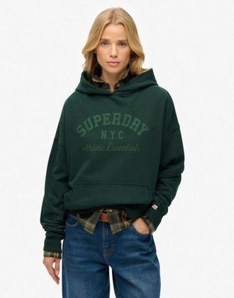 Superdry Athletic Essentials - Sweat &agrave; capuche d&eacute;contract&eacute; - Vert &eacute;meraude