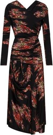 Ganni Robe longue fronc&eacute;e &agrave; fleurs