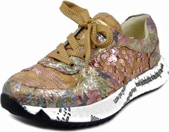Laura Vita Laura Vita Baskets pour femme en cuir et tissu multicolore, semelle amovible, BURTON05, multicolore, 40 EU
