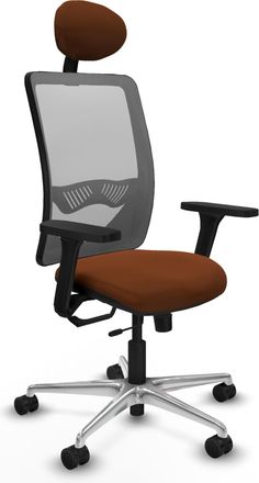 Piqueras y Crespo B&uuml;rostuhl Zulema mit 3D-Armen, h&ouml;henverstellbarer Lendenwirbelst&uuml;tze und festem Kopfteil, ausgestattet mit Syncro/Traslack und Schneideschaum, Grau/Br