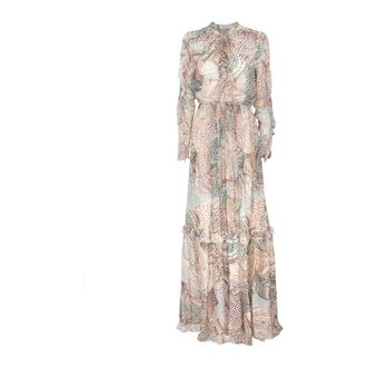 Raquel Diniz Femme, Robes, Multicolore, Taille: 42 FR Robe Maxi en Soie avec Fronces Avant