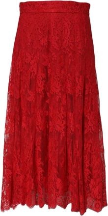 Dolce & Gabbana Femme, Jupes, Rouge, Taille: 40 FR Floral Lace A-line Maxi Skirt