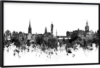 artboxONE Poster mit schwarzem Rahmen 75x50 cm Städte Stockholm Skyline Black - Bild Stockholm Black and White Cities