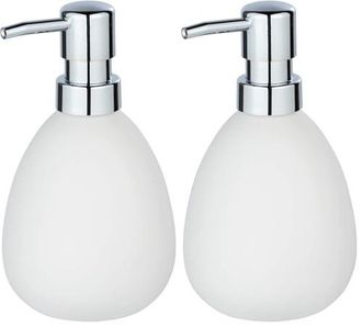 WENKO Seifenspender Polaris, nachf&uuml;llbarer Seifendosierer f&uuml;r Fl&uuml;ssigseife und Lotion aus hochwertiger Keramik, 9,5 x 16 x 9 cm, F&uuml;llmenge 390 ml, Wei&szlig; matt