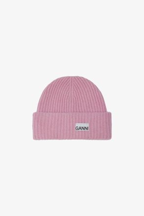 Ganni Oversized Woll-Rippstrickm&uuml;tze lila