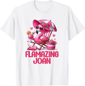BDAZ Flamazing Joan Pink Flamingo Tropical Beach Trip Damen T-Shirt