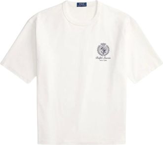 Polo Ralph Lauren Homme, Tops, Blanc, Taille: L T-shirt graphique en jersey coupe d&eacute;contract&eacute;e