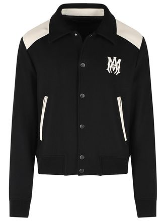 Amiri Ma Band Veste noire en laine vierge m&eacute;lang&eacute;e