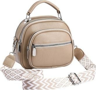 Generic Sac &agrave; bandouli&egrave;re classique en cuir avec large sangle r&eacute;glable, compartiments multifonctionnels pour femme, kaki, Tendance