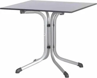 Sieger 3130-50 Boulevard-Klapptisch vivodur, 80x80 cm graphit Gestell aus Stahl in graphit, Tischplatte aus vivodur in anthrazit