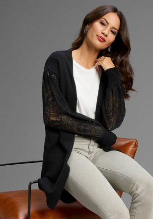 Laura Scott Strickjacke kuscheliger Winterstrick mit femininen Spitzen&auml;rmeln - NEUE KOLLEKTION