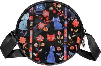 Generic Petit sac &agrave; bandouli&egrave;re circulaire pour femme, petit sac &agrave; bandouli&egrave;re avec fermeture &eacute;clair, bretelles r&eacute;glables, sac &agrave; main rond d&eacute;contract&eacute; pour fe