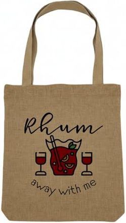 Fabulous Sac Shopping Tote Bag Aspect Lin - Rhum Away With Me Humour Alcool - Sac de Courses Toile Epaisse 360g Beige Naturel Cabas Port&eacute; Epaule Solide Imprim&eacute;