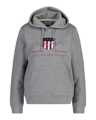 GANT Damen Rel Archive Shield Hoodie Kapuzenpullover, Grey Melange, 3XL EU