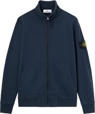 Stone Island Homme, Sweatshirts et sweats &agrave; capuche, Bleu, Taille: M SweaT-shirt Zipp&eacute; Int&eacute;gral