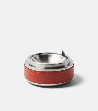 Giobagnara Cendrier Libeccio en cuir et acier inoxydable