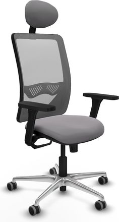 Piqueras y Crespo Zulema Computerstuhl mit 3D-Armen, h&ouml;henverstellbarer Lendenwirbelst&uuml;tze und festem Kopfteil, ausgestattet mit 3 Positionen, Grau/Grau