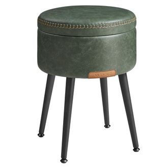 Vasagle EKHO Kollektion - Sitzhocker, Sitzbank mit Stauraum, Sitztruhe, Kunstleder, N&auml;hte, Mid-Century-Modern-Stil, modern, rund, Stahlbeine, bis 150 kg belas