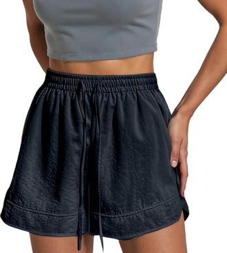 Generic Short Jean Paper Bag Femme en Fluide &Eacute;t&eacute; sous Jaune Marron Paillettes Cotel&eacute; Toile Longueur Fushia Normale Bouffant Renforce Pomme Chaussette Decontra