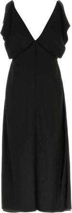 Jil Sander robe longue à col v - Noir