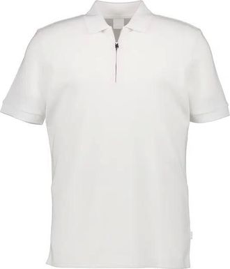 HUGO BOSS Herren Zip-Polo weiß Baumwolle