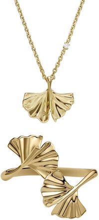 Emporio Armani Damen Goldfarbener Messing Armband und Halskette, Set