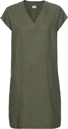 Camel Active Damen Schlupfkleid im sommerlichen Leinenmix Olivgrün, Womenswear-XXL