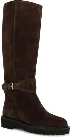 Valentino Garavani Womens Brown Suede Leather Boots