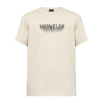 Moncler Logo T-Shirt aus Baumwolljersey - - Tops - Herren - Beige - XL