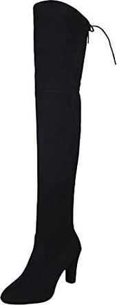 ZYUEER Bottes Hautes au Genou Femme Sexy Chaussures Talons Hiver Chaud Boots Longue &Eacute;l&eacute;gant Mode Couleur Pure Talons Hauts Escarpins Sexy Noir 40 EU