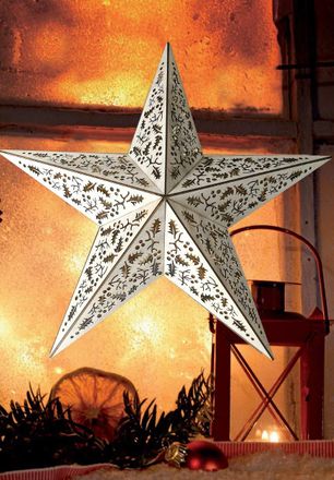 Bonetti LED Stern aus Holz | mit 10 LED´s beleuchtet | kabellos | inkl. Fernbedienung | 40 cm | verschiedene Muster | Fensterstern | Holzstern | Weihnachtsdek