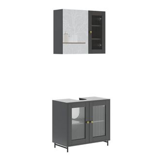 Vicco Badm&ouml;bel-Set Grau Malte, bestehend aus Waschbeckenunterschrank, Badspiegelschrank - Viel Stauraum Oben und unten
