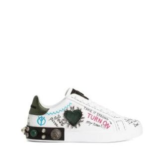 Dolce & Gabbana Homme, Chaussures, Blanc, Taille: 43 1/2 EU Portofino Graffiti sneakers