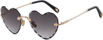 Generic Lunettes de soleil en forme de coeur pour femme - Jolies lunettes de soleil sans monture - Style vintage dégradé - UV400, c1, Taille unique