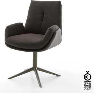 DELIFE Drehstuhl Clea-Flex Materialmix Schwarz Fu&szlig;kreuz Effektfinish Titan 360&deg; drehbar Wippfunktion, Esszimmerst&uuml;hle