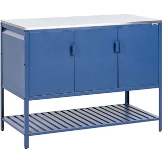Beliani Outdoor-K&uuml;chenschrank MAENZA Metall Blau