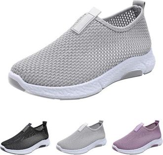 Generic Chaussures de sport pour femme - Pieds larges - Respirantes et confortables - Semelle souple - Antid&eacute;rapantes - L&eacute;g&egrave;res - D&eacute;contract&eacute;es, gris clair, 3