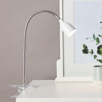 Lightbox LED Schreibtischlampe - Klemmleuchte mit Schalter & einstellbarem Flexgelenk - 38 cm H&ouml;he - 2,4 W - 250 lm - 3000 K - aus Metall/Kunststoff in Eisenfa