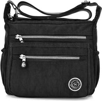 GFM Sac &agrave; bandouli&egrave;re en nylon imperm&eacute;able pour femme S5-735-kl-Noir