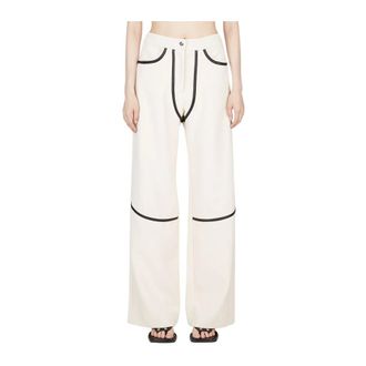 Paris Georgia Hohe Taille Piped Rodeo Hose - - Trousers - Damen - Beige - M